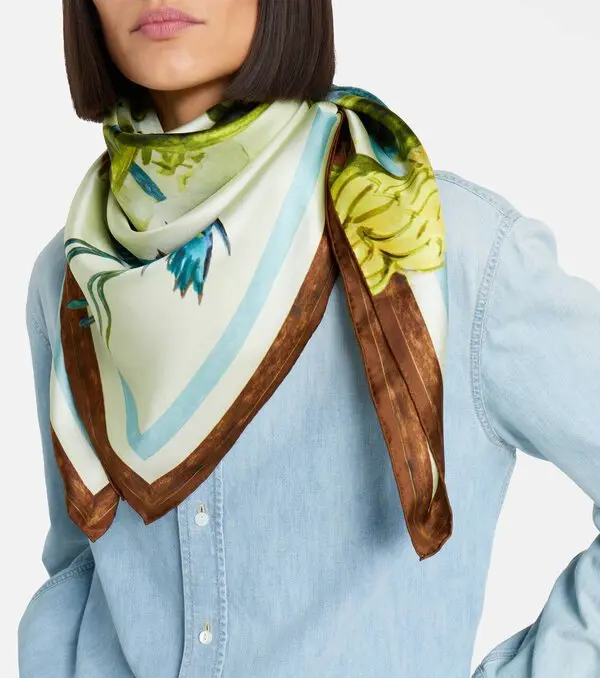 ALEMAIS Printed Silk Satin Scarf