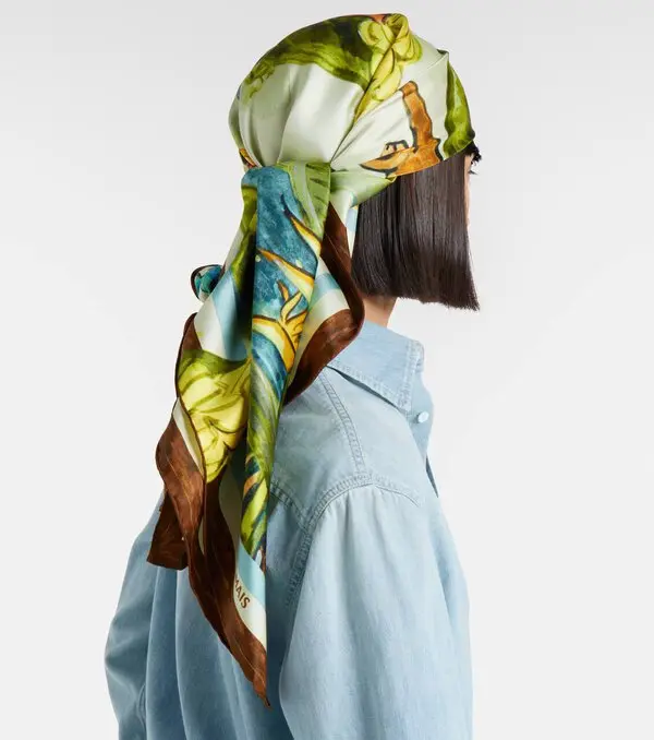 ALEMAIS Printed Silk Satin Scarf