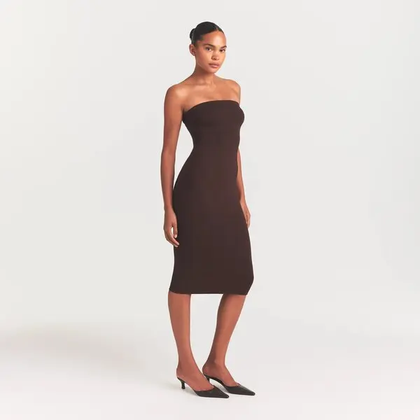 SKIMS Strapless Midi Dress - Espresso