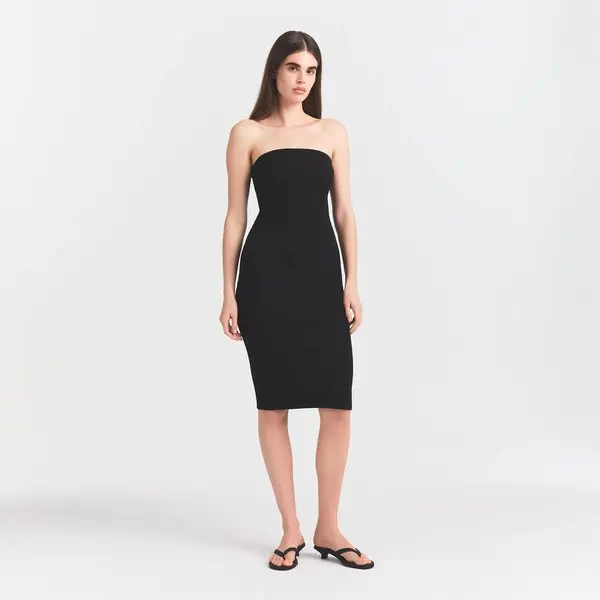 SKIMS The Essential Collection Strapless Midi Dress - Obsidian