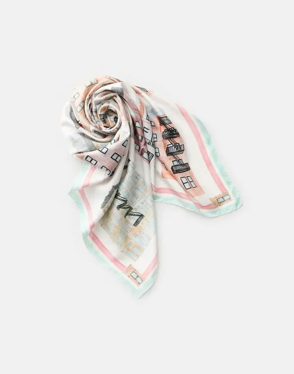 Lafayette 148 New York Pied-à-terre Print Silk Twill Scarf - Cloud Multi