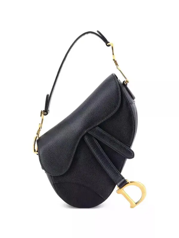 Dior Saddle Handbag Leather Mini Shoulder Bag - Black