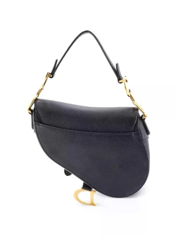 Dior Saddle Handbag Leather Mini Shoulder Bag - Black