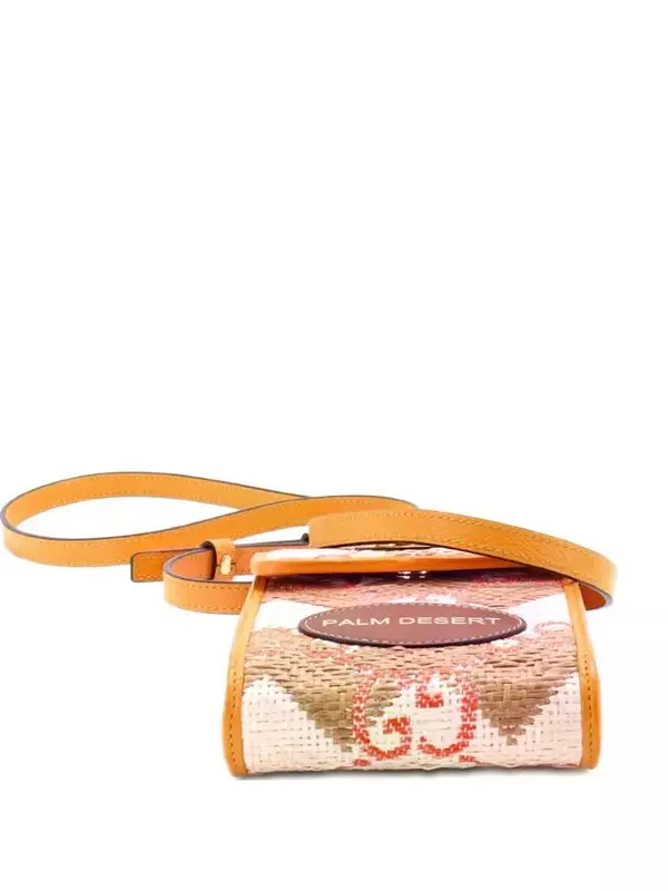 Gucci Destination Phone Flap Straw Effect Gg Raffia Crossbody Bag