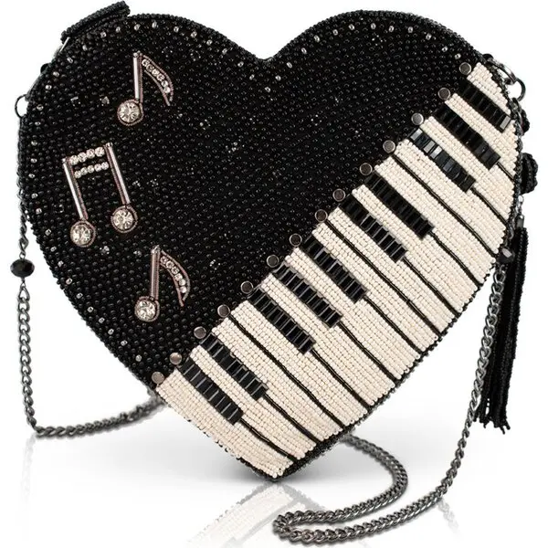 MARY FRANCES ACCESSORIES Heart Beat Crossbody Handbag - Black