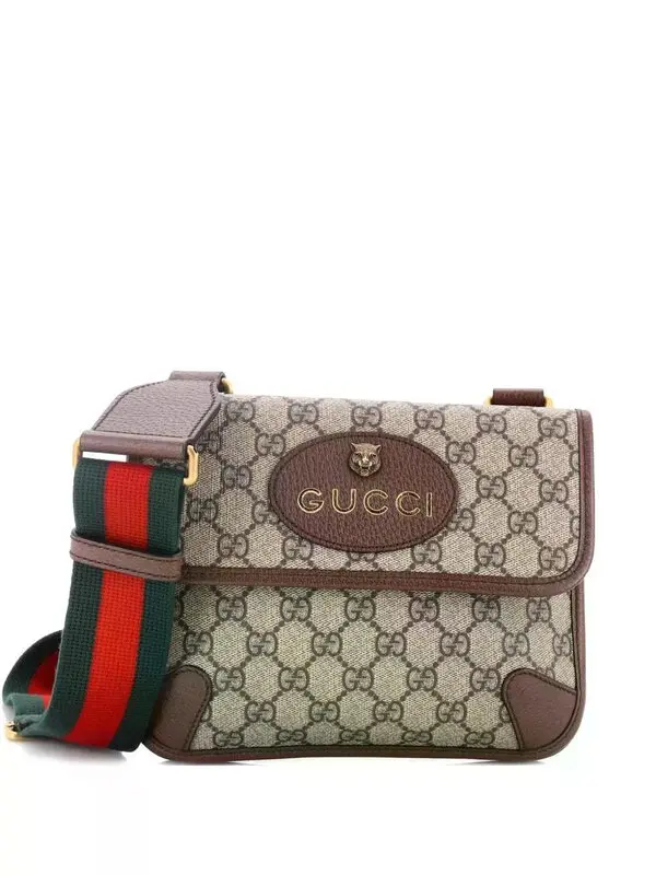 Gucci Neo Vintage Flap Messenger Gg Coated Canvas Small Crossbody Bag - Brown