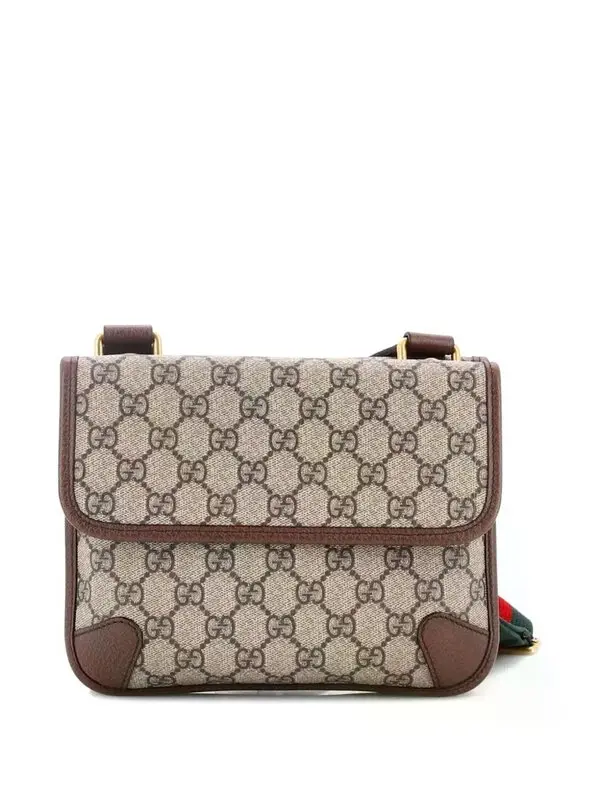 Gucci Neo Vintage Flap Messenger Gg Coated Canvas Small Crossbody Bag - Brown
