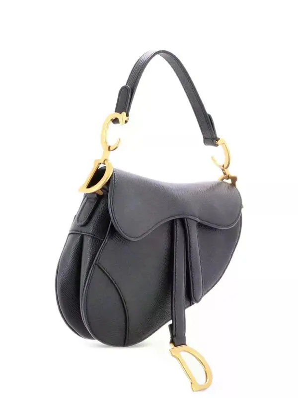 Dior Saddle Handbag Leather Mini Shoulder Bag - Black