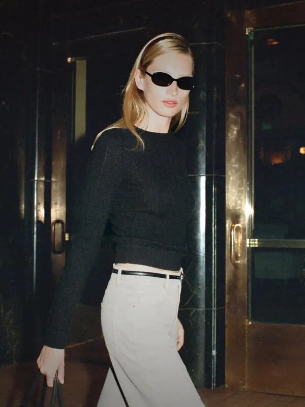 REFORMATION Lian Cashmere Crewneck Sweater - Black