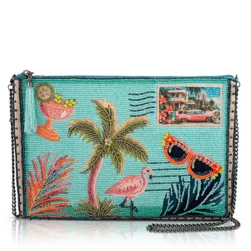 MARY FRANCES ACCESSORIES Coastal Notes Beaded Crossbody Handbag
