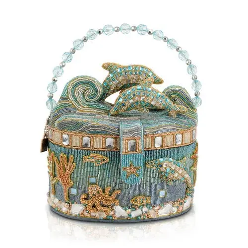 MARY FRANCES ACCESSORIES Crystal Dolphin Top Handle Handbag