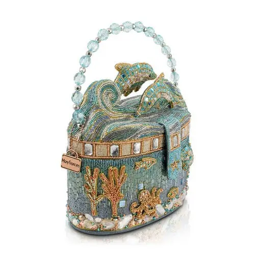 MARY FRANCES ACCESSORIES Crystal Dolphin Top Handle Handbag