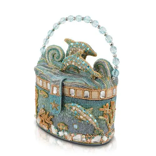MARY FRANCES ACCESSORIES Crystal Dolphin Top Handle Handbag