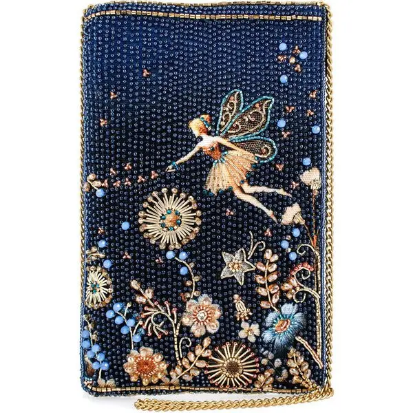 MARY FRANCES ACCESSORIES Fairy Dust Crossbody Phone Bag - Blue