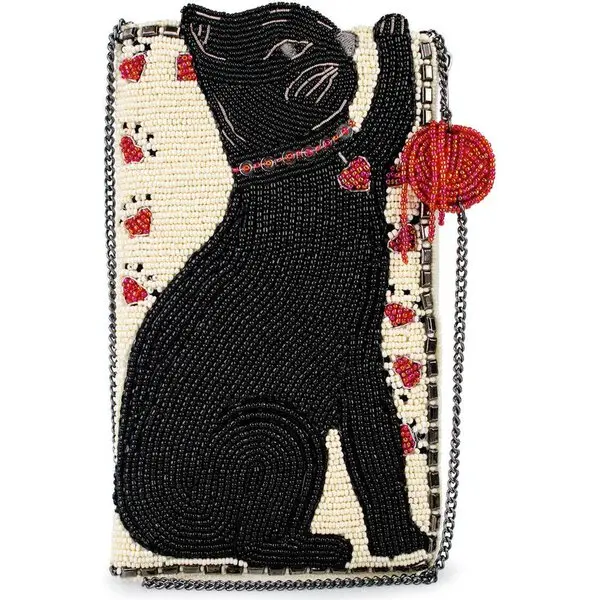 MARY FRANCES ACCESSORIES Purr-suit Crossbody Phone Bag - Black