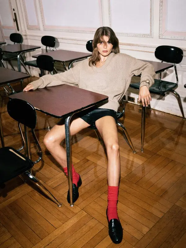 REFORMATION Jonie Cashmere Oversized Scoop Neck Sweater - Natural