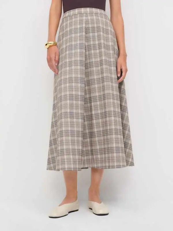 REFORMATION Peony Checked Maxi Skirt