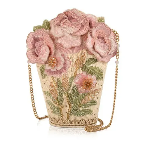 MARY FRANCES ACCESSORIES Floral Beaded Crossbody Handbag