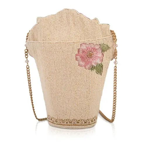 MARY FRANCES ACCESSORIES Floral Beaded Crossbody Handbag