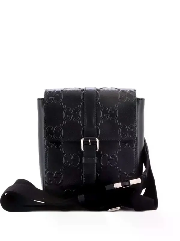 Gucci Double Gg Embossed Perforated Leather Belt Bag