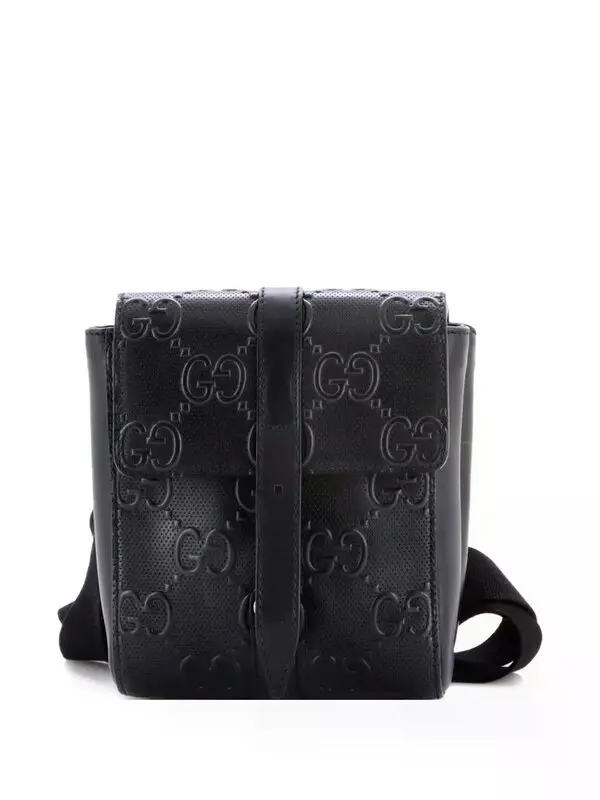 Gucci Double Gg Embossed Perforated Leather Belt Bag