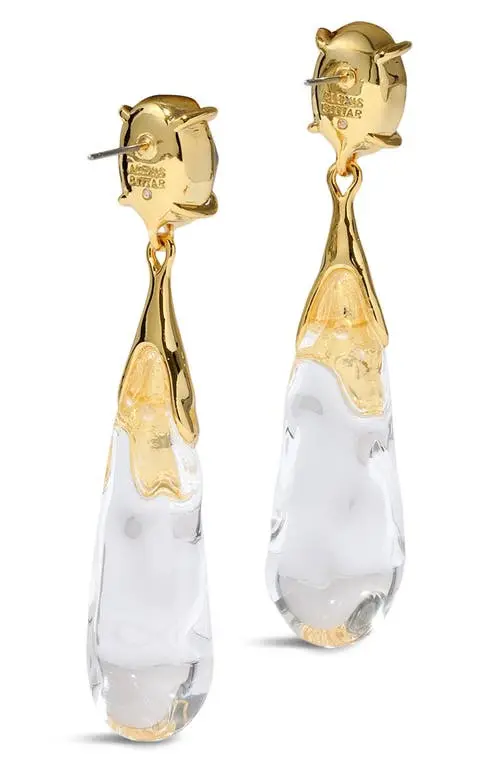 Alexis Bittar Small Bonbon Crystal Teardrop Earrings - Gold/lucite