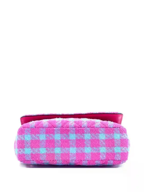 Versace Medusa Icon Chain Flap Bag Quilted Tweed East West Shoulder Bag - Pink