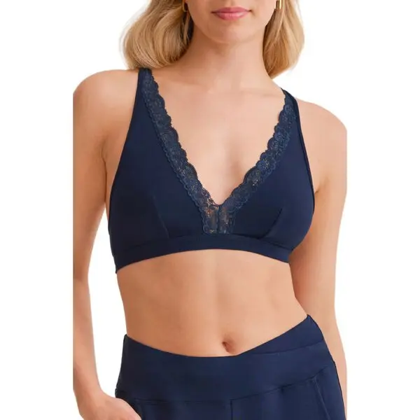 Fleur't Lace Trim Bralette - Ink