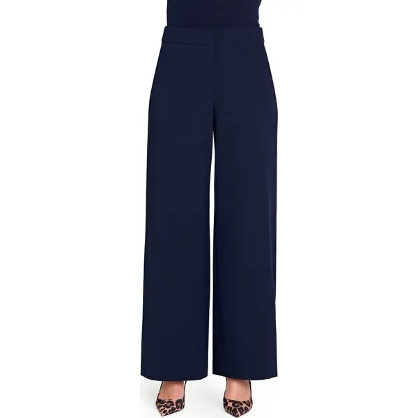 TAHARI ASL Wide Leg Staple Pants - Deep Navy