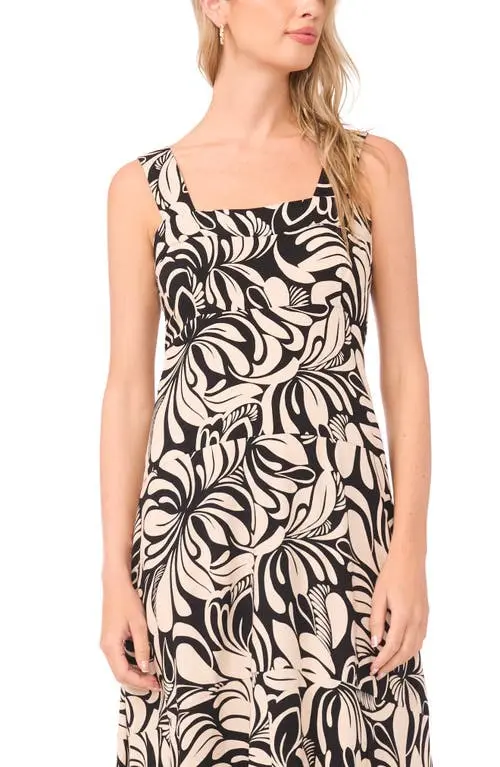 Vince Camuto Print Sleeveless Maxi Dress - Rich Black Multi