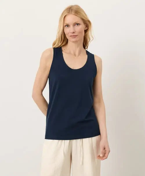 PACT Luxe Essential Scoop Neck Tank - Navy Blue