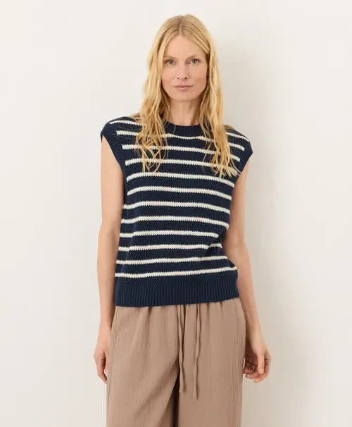 PACT Organic Cotton Shoreline Relaxed Shell - Seabreeze Stripe Navy Blue