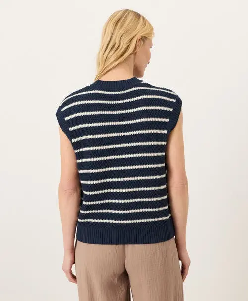 PACT Organic Cotton Shoreline Relaxed Shell - Seabreeze Stripe Navy Blue