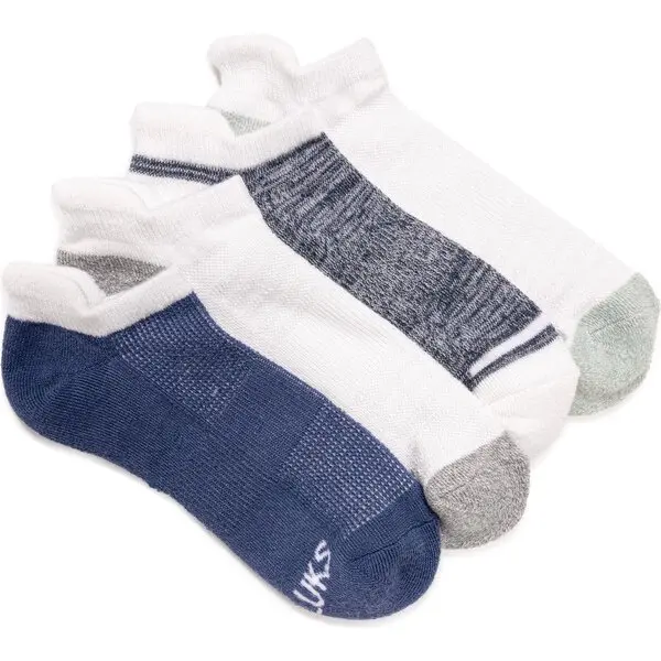 MUK LUKS Sporty Low Cut Ankle Socks 4-pack - Blue