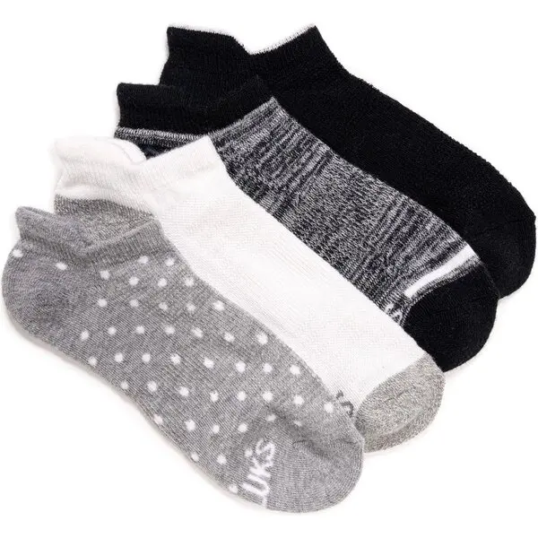 MUK LUKS Sporty Low Cut Ankle Socks 4-pack - Ebony