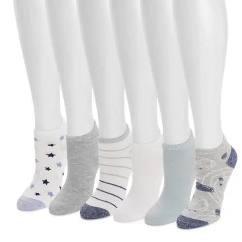MUK LUKS Low Cut Novelty Socks 6 Pair Pack - Celestial