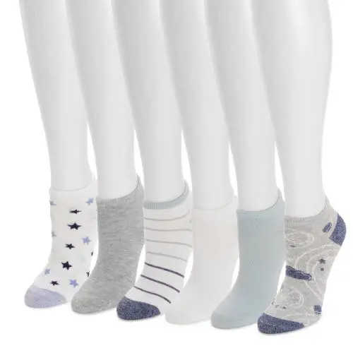 MUK LUKS Low Cut Novelty Socks 6 Pair Pack - Celestial