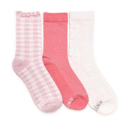 MUK LUKS Dream Step Crew Socks 3 Pair Pack - Pink
