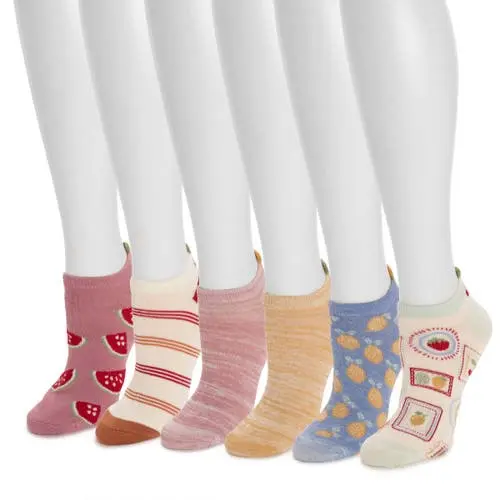 MUK LUKS 3d Tab Low Cut Socks 6 Pack - Multi Fruit