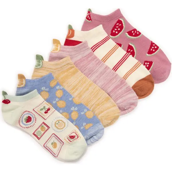 MUK LUKS 3d Tab Low Cut Socks 6 Pack - Multi
