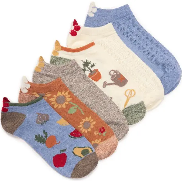 MUK LUKS 3d Tab Low Cut Socks 6 Pack - Multi