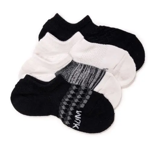 MUK LUKS Dream Step No Show Sock Liners 4 Pack - Black/white