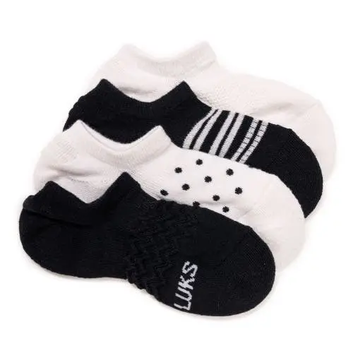 MUK LUKS Dream Step No Show Sock Liners 4 Pack - White/black