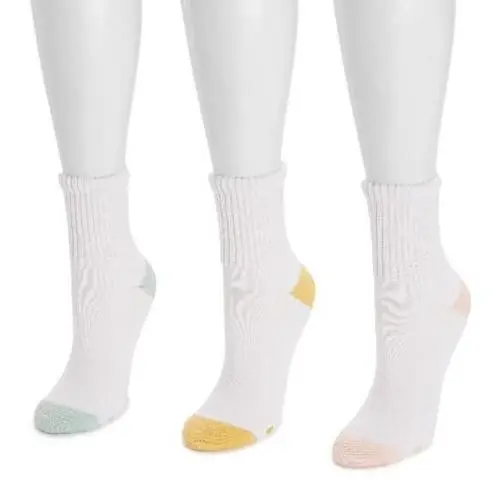 MUK LUKS Cotton Quarter Crew Socks With Wide Rib Cuff