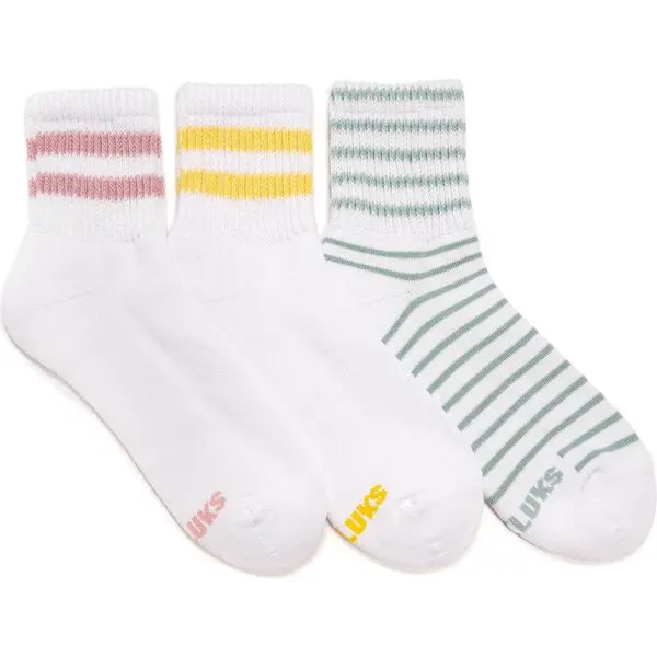 MUK LUKS Cotton Quarter Crew Socks With Wide Rib Cuff - Multi