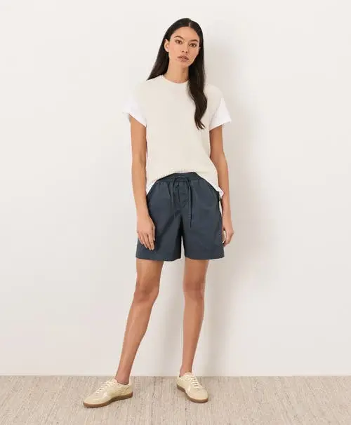 PACT Organic Cotton Stretch Poplin Shorts - Steel Blue