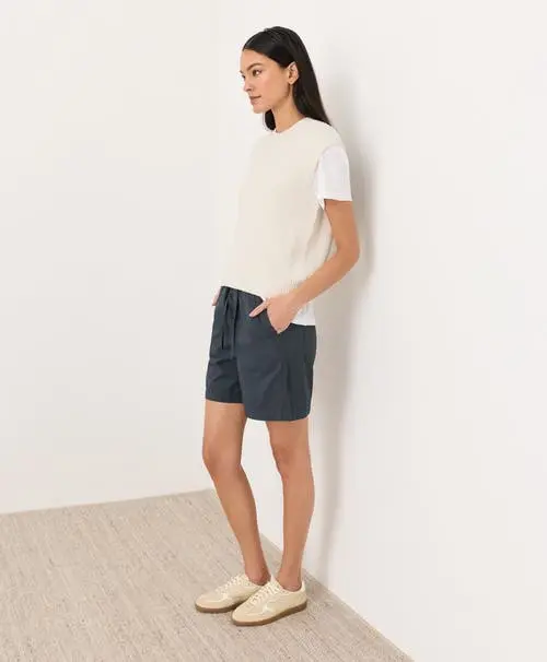 PACT Organic Cotton Stretch Poplin Shorts - Steel Blue