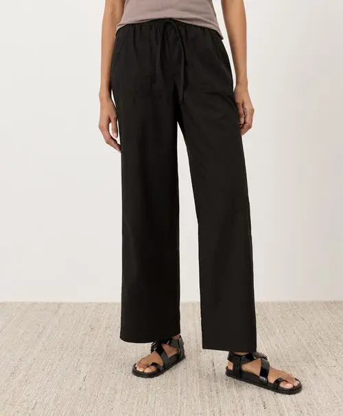 PACT Organic Cotton Stretch Poplin Wide Leg Pant - Black