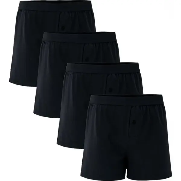 PACT Everyday Knit Boxer 4-pack Made With Organic Cotton - Black