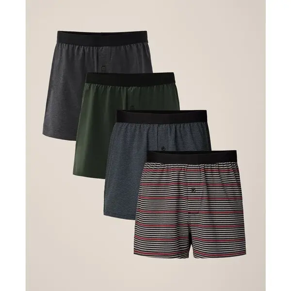 PACT Everyday Knit Boxer 4-pack Made With Organic Cotton - Everyday Stripe Bundle